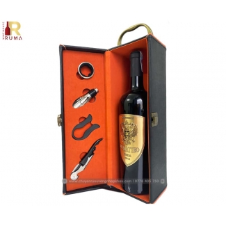 Bộ quà tặng tết hộp da 1 chai rượu vang Ý Di Matteo | Ruma Wine