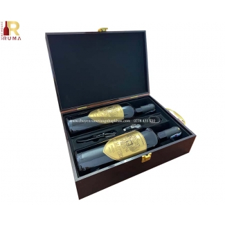 Set quà tặng tết hộp sơn mài 2 chai rượu vang Ý Di Matteo | Ruma Wine